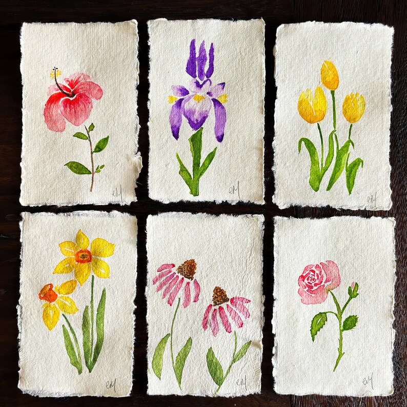 Hand Painted Spring Flower Set - Etsy