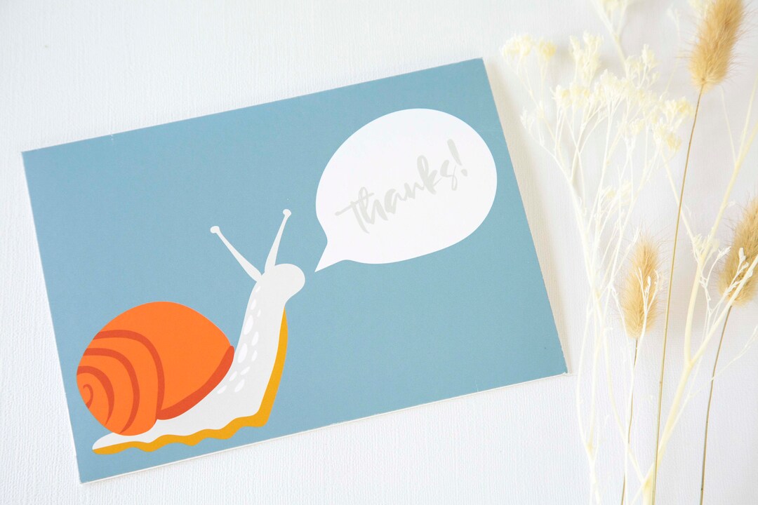 Snail thanks Thank You Card - Etsy