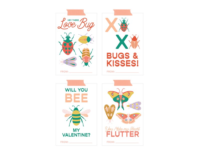 DIGITAL DOWNLOAD - Printable Love Bugs Valentine Cards - Etsy