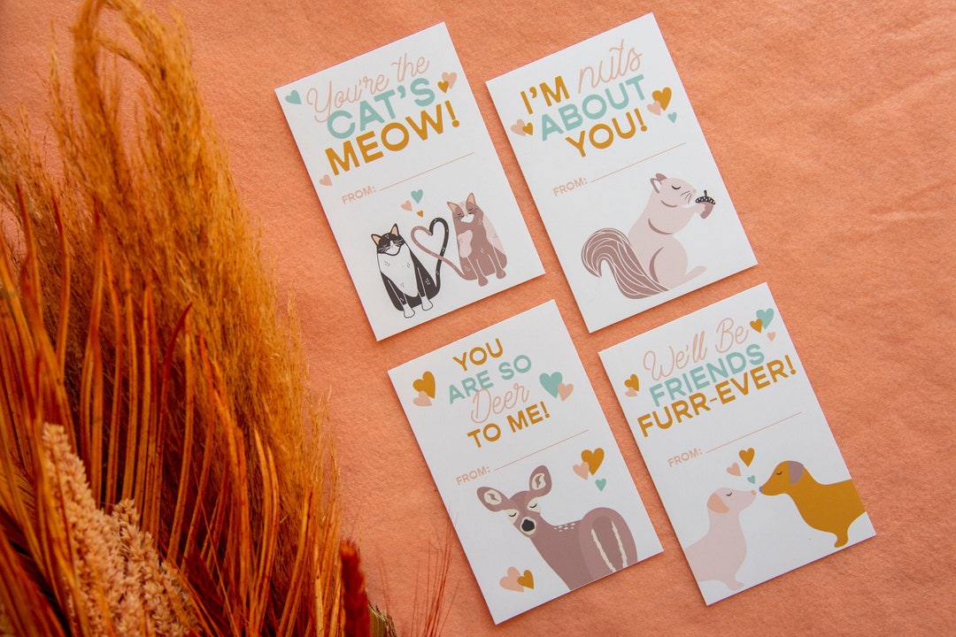 DIGITAL DOWNLOAD Printable Cute Critters Punny Valentine Cards - Etsy