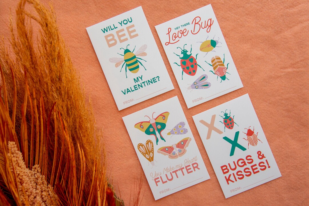 DIGITAL DOWNLOAD Printable Love Bugs Valentine Cards - Etsy