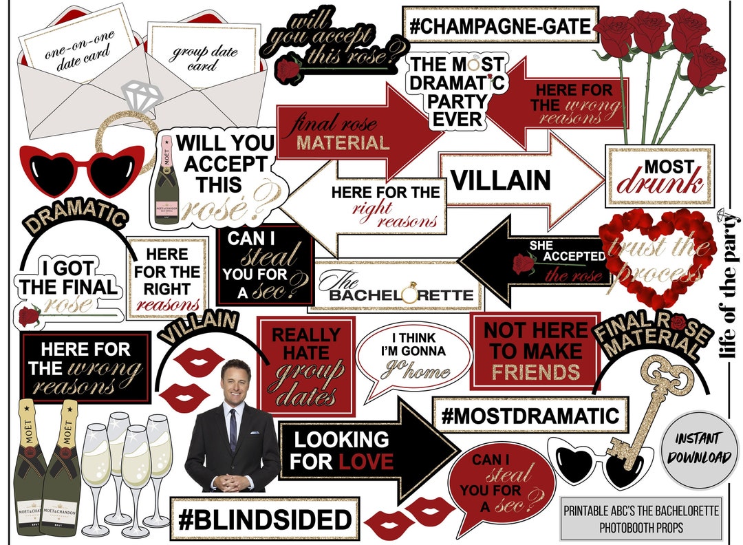 Abc's the Bachelorette Photo Booth Props / ABC Bachelor / 47 Props ...