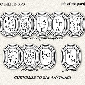 Custom Diptyque Inspired Label Sticker / Bridesmaid Gift / Gifts for ...
