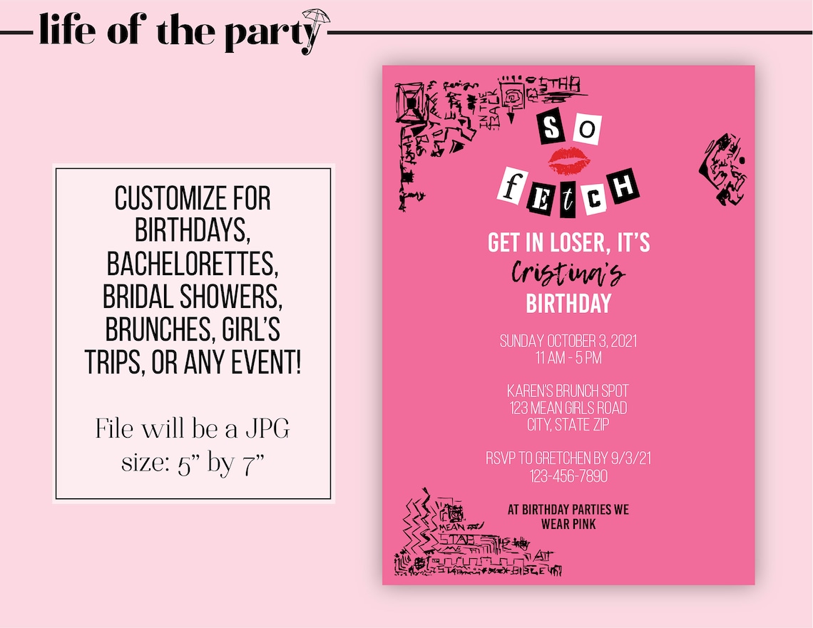 Mean Girls Customized Invitation / Printable / 5 X - Etsy