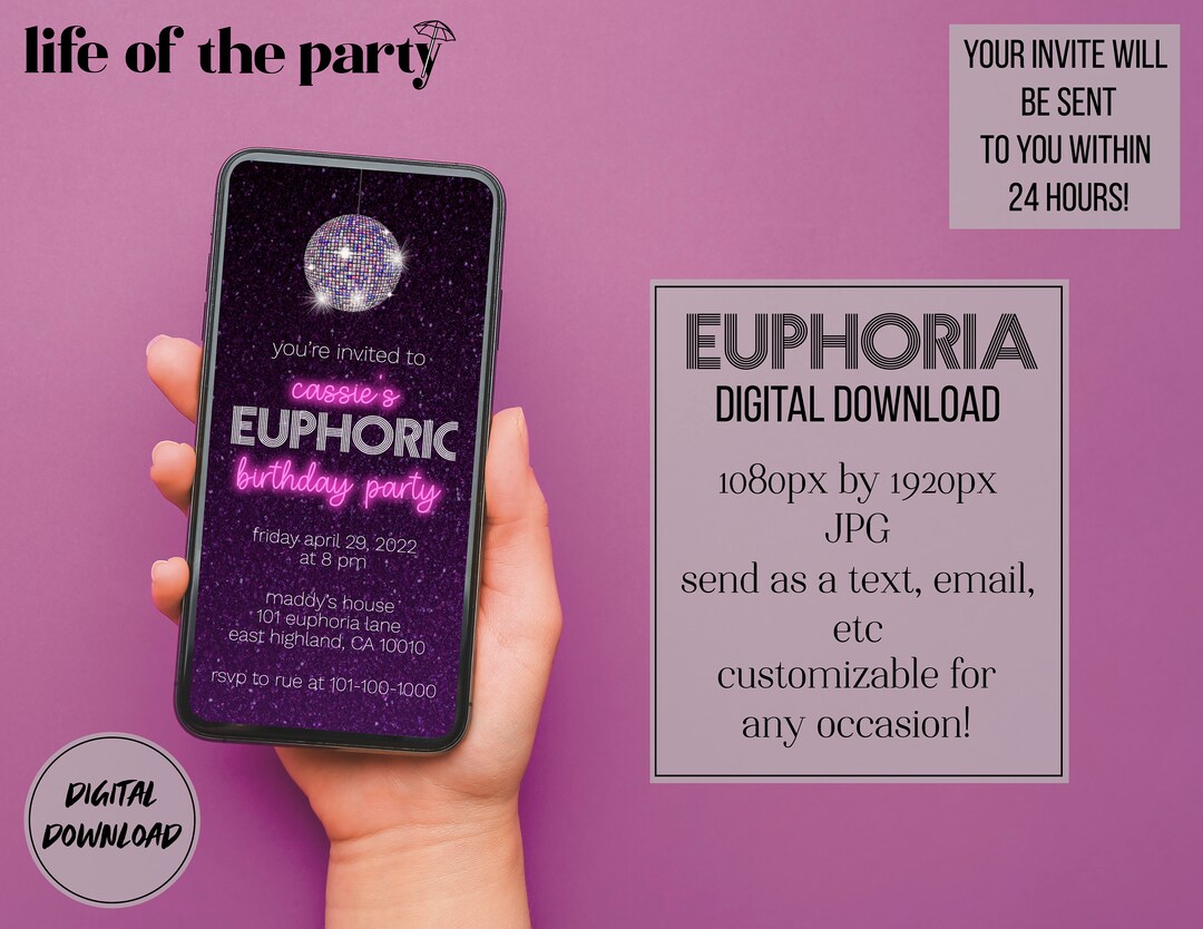 Euphoria Customized Digital Invitation / Cell Phone / iPhone / Invite ...