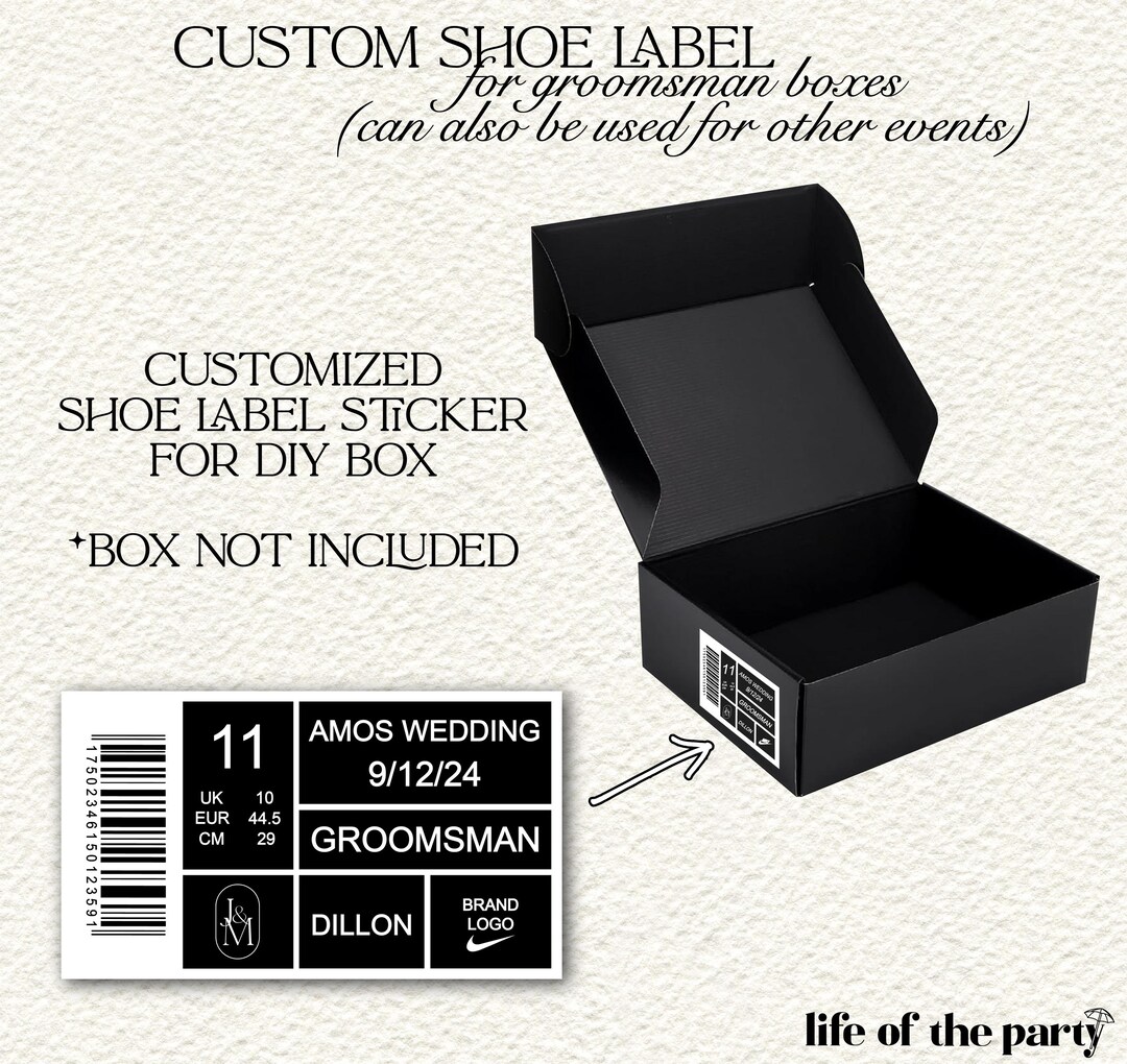 Custom Shoe Box Label Sticker / Groomsman Proposal Box / Gift ...