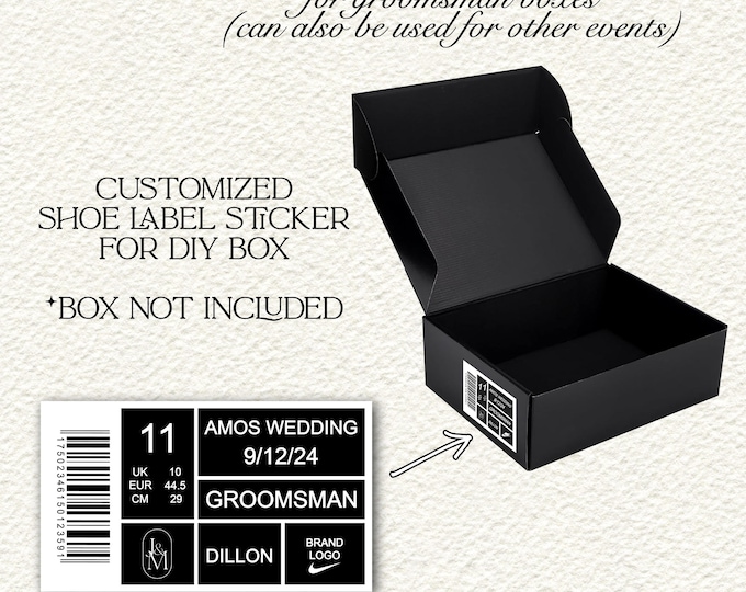 Custom Shoe Box Label Sticker / Groomsman Proposal Box / Gift ...