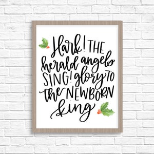 Hark the Herald Angels Sing Glory to the Newborn King Christmas Print ...