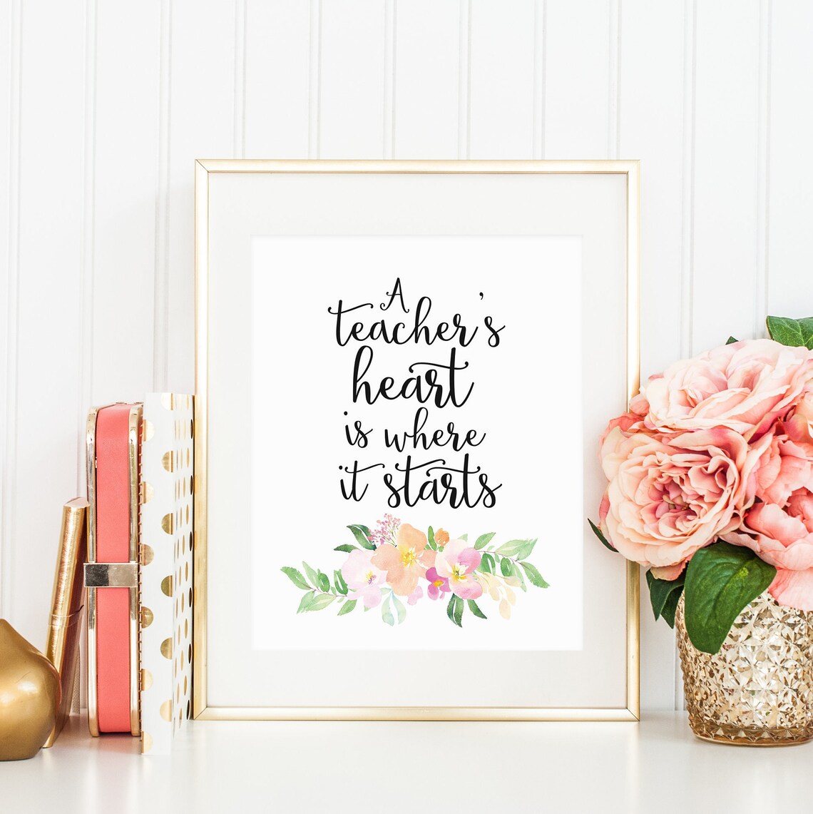 Teacher Printable A Teachers Heart is Where It Starts Print - Etsy