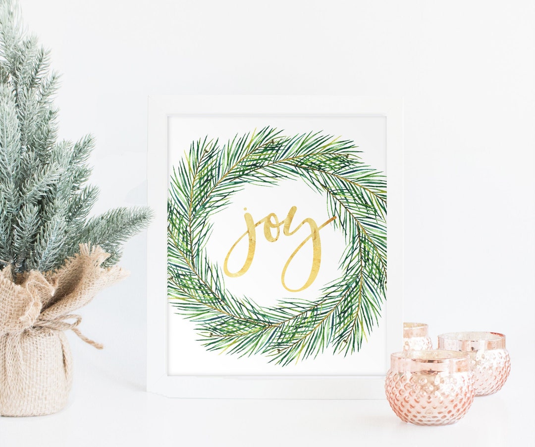 Gold Christmas Joy Calligraphy Script Christmas Print Printable Wall ...