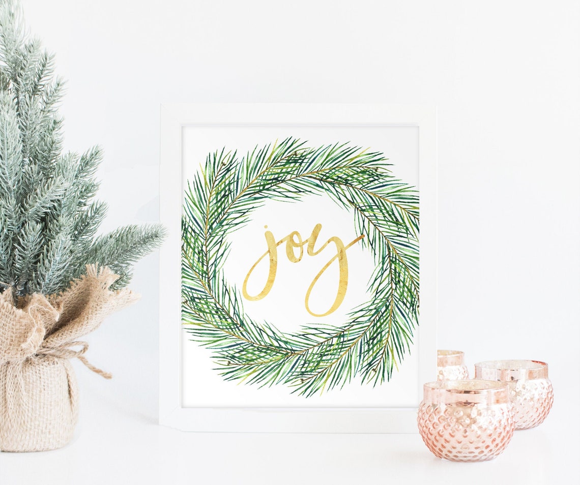 Gold Christmas Joy Calligraphy Script Christmas Print - Etsy