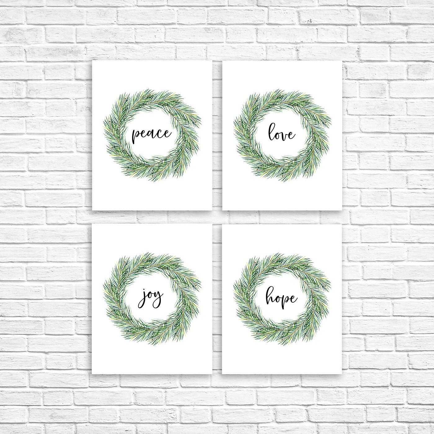 Advent Printable Christmas Joy Peace Love Hope Calligraphy - Etsy