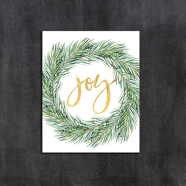 Gold Christmas Joy Calligraphy Script Christmas Print - Etsy
