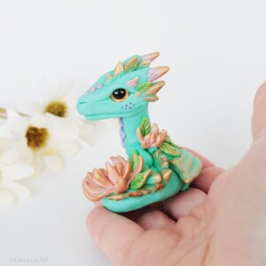 Unique Tiny Flower Baby Dragon Figurine summer Dragon Figure Fantasy ...