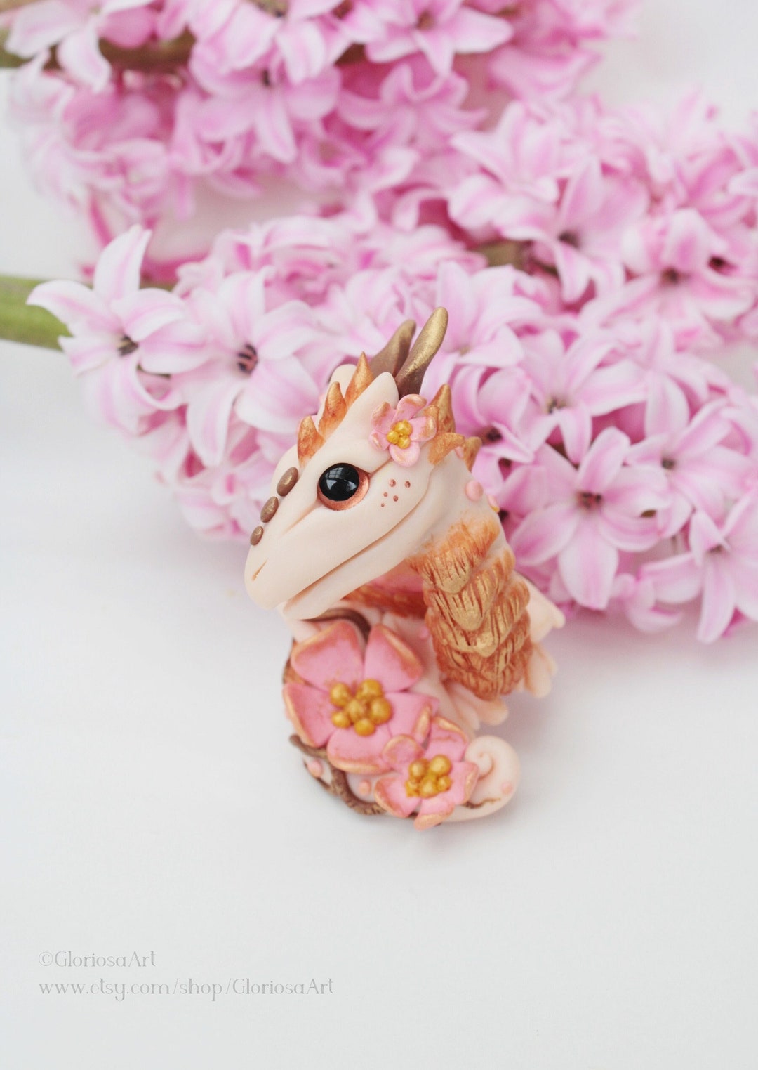 Unique Tiny Sakura Baby Dragon Figurine Spring Flower Dragon Figure ...