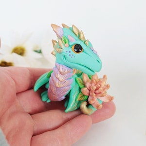 Unique Tiny Flower Baby Dragon Figurine summer Dragon Figure Fantasy ...