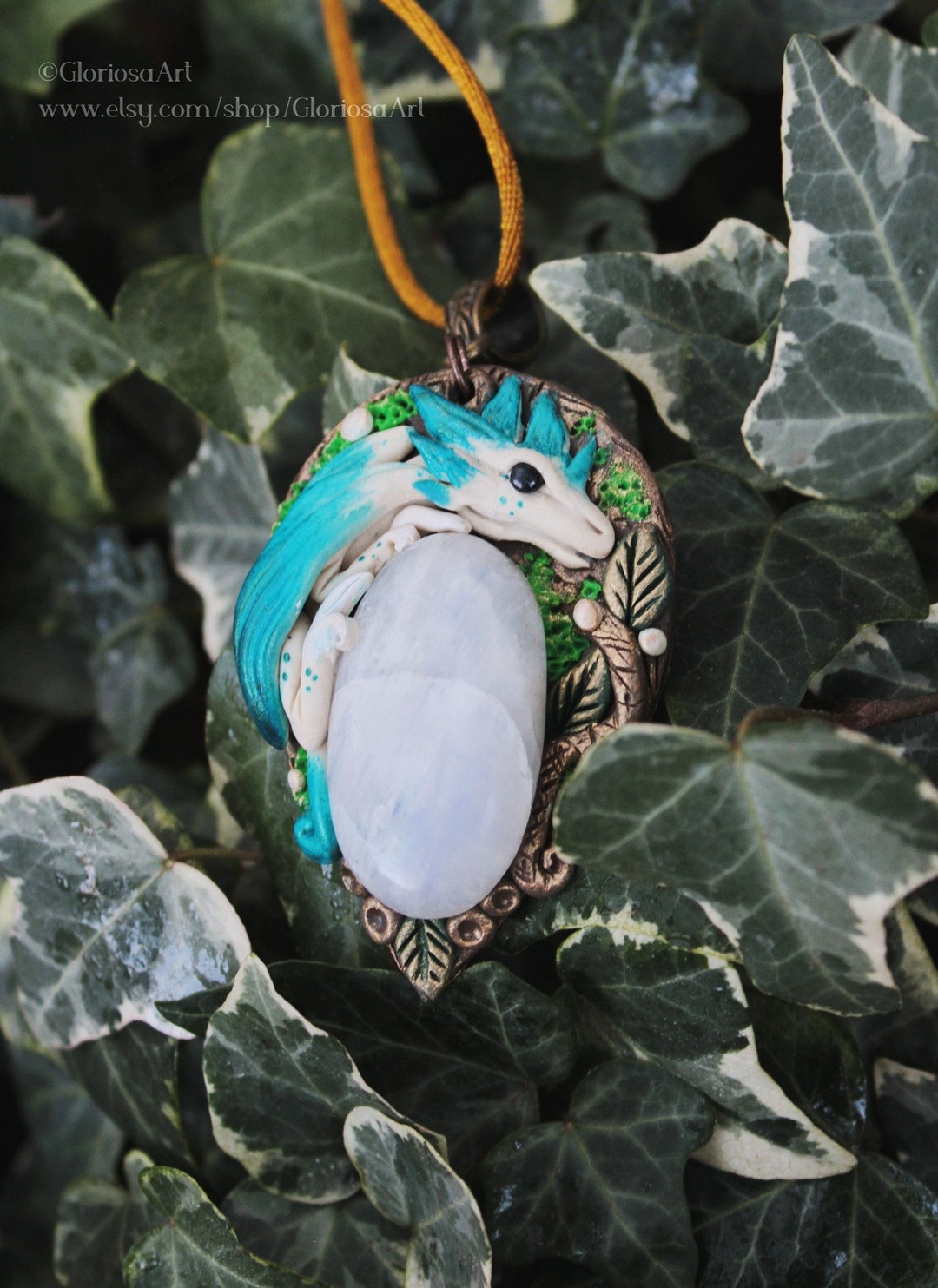 Enchanted Forest Dragon Pendant With Rainbow Moonstone Unique Magical ...