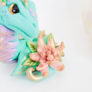 Unique Tiny Flower Baby Dragon Figurine summer Dragon Figure Fantasy ...