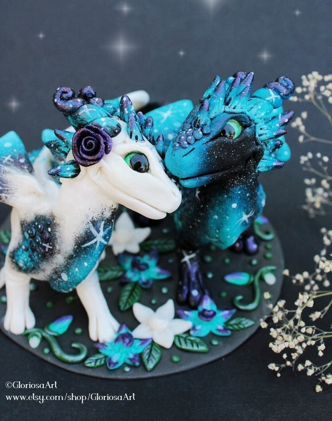 Custom Star Dragon Wedding Cake Topper Dragon Bride and Groom Figurine ...