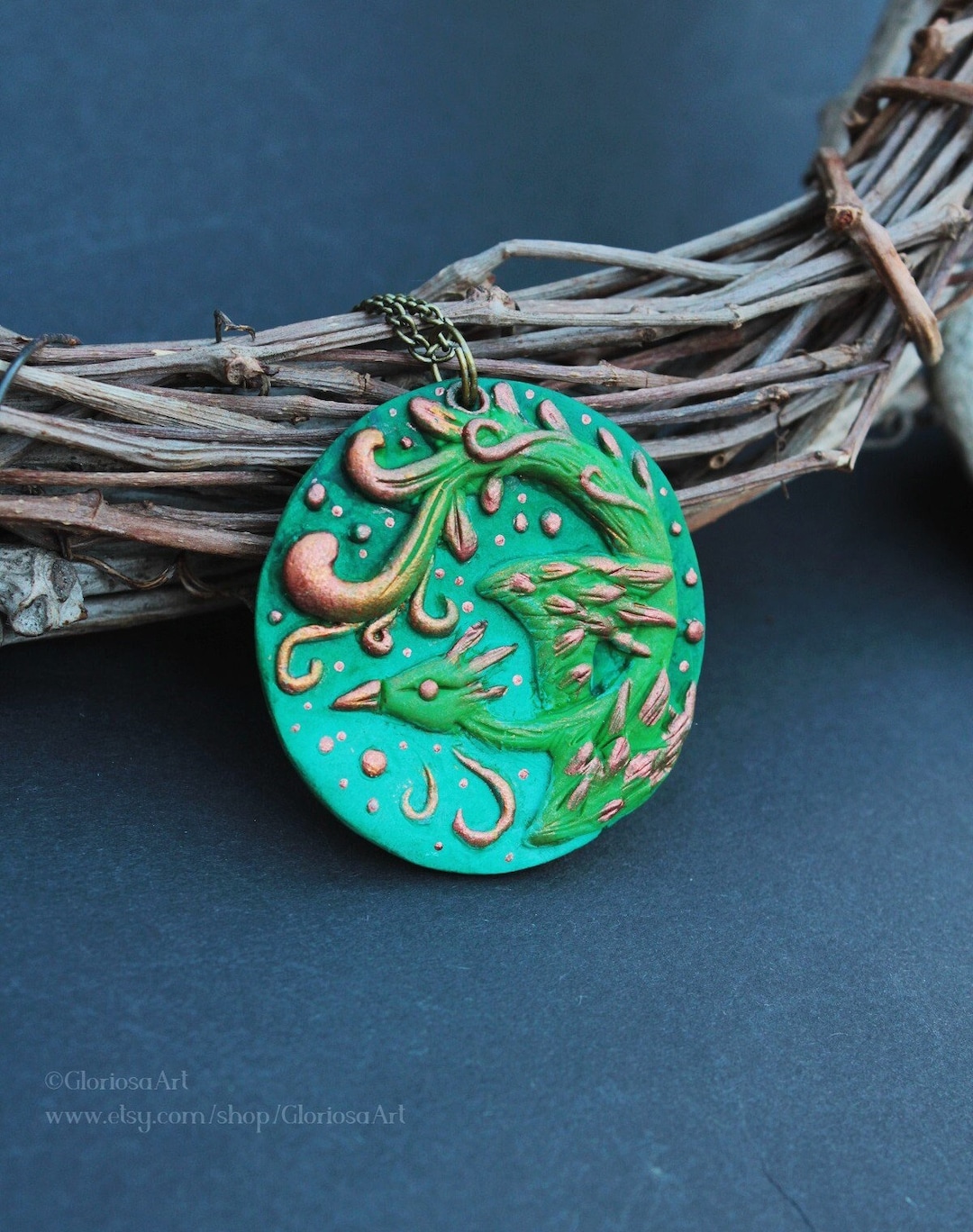 Magical Forest Phoenix Bird Pendant Bird Necklace Unique Mythical ...
