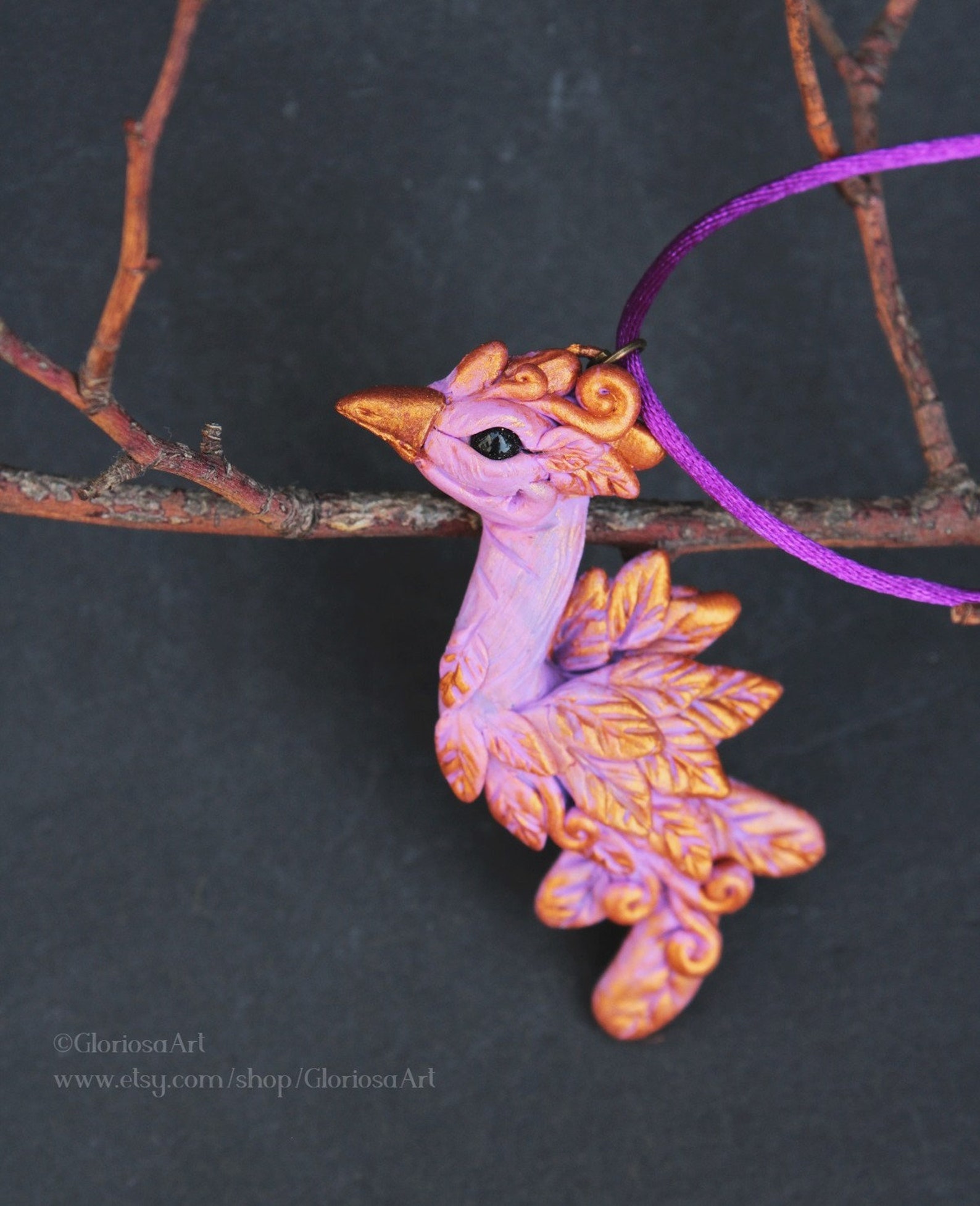 Purple Phoenix Pendant Phoenix Bird Necklace Fantasy - Etsy