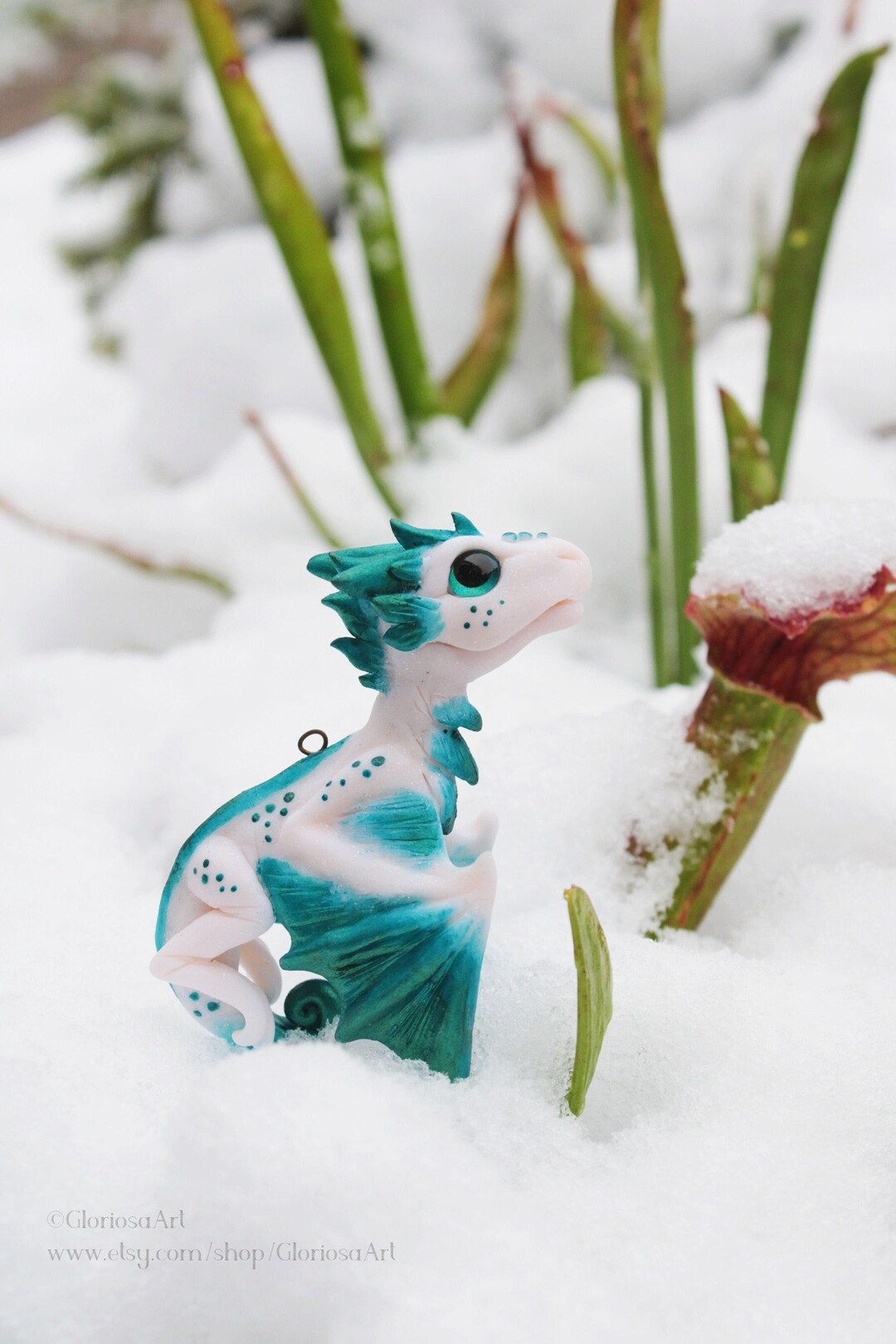 Ice Baby Dragon Figurine Dragon Sculpture Winter Dragon Ooak Fantasy ...
