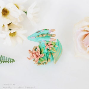 Unique Tiny Flower Baby Dragon Figurine summer Dragon Figure Fantasy ...
