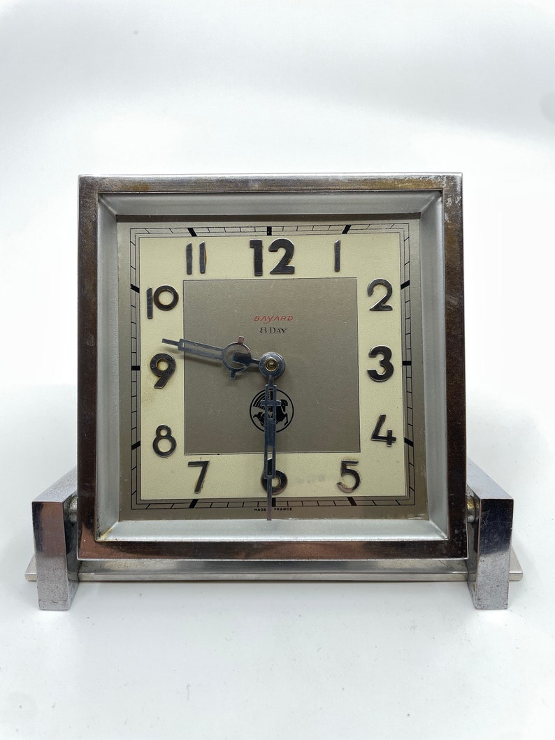 Very Rare Vintage 1930s Art Deco Inclining Bayard Chrome Clock Non ...