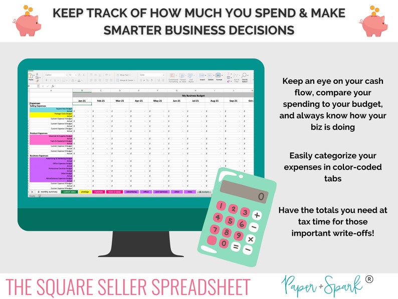 Square Seller Spreadsheet - Bookkeeping Template for Squarespace Sites ...