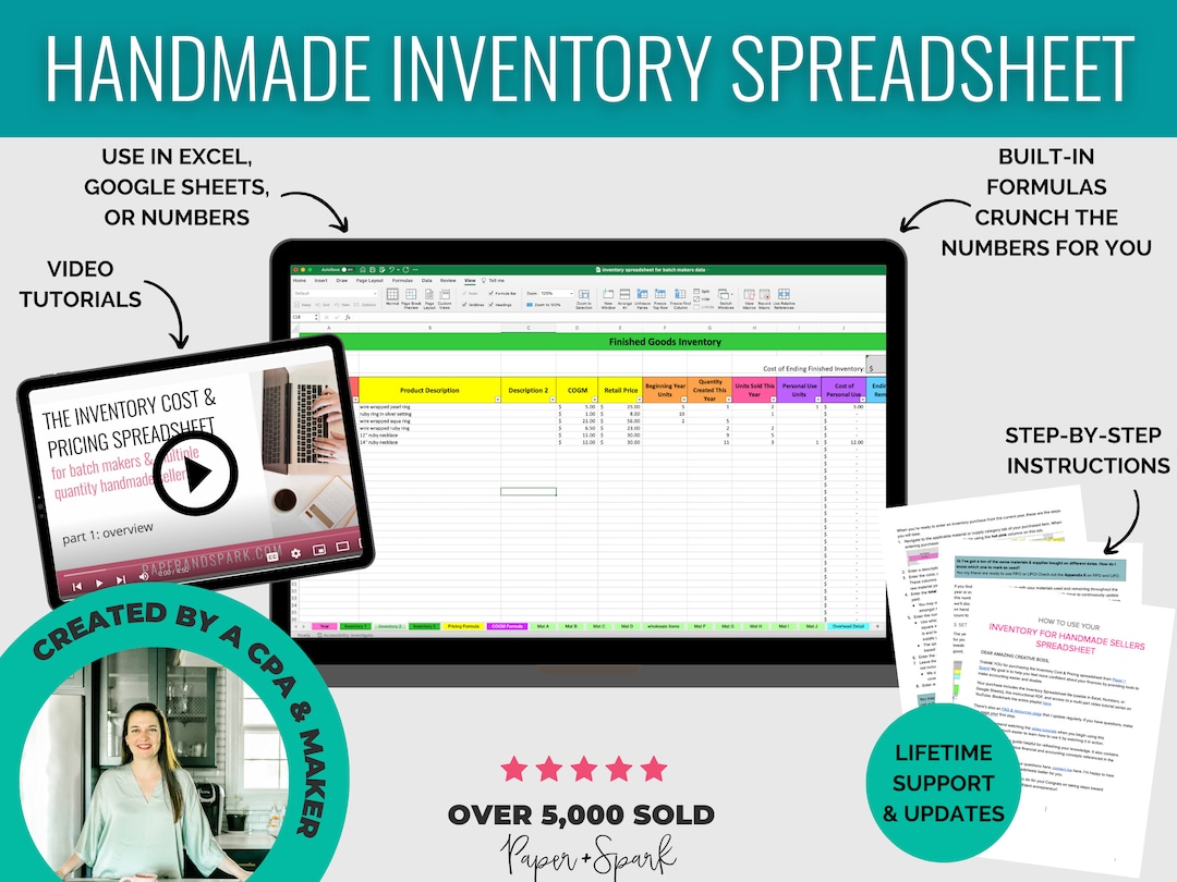Handmade Inventory Spreadsheet - Pricing Template, Inventory Tracking ...
