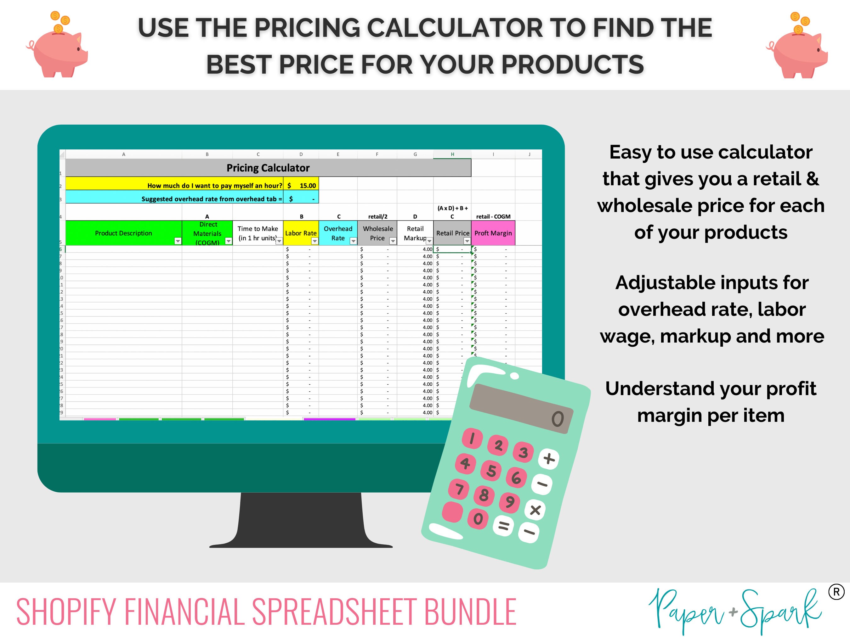 Shopify Seller Financial Spreadsheet Bundle - Monthly Bookkeeping ...