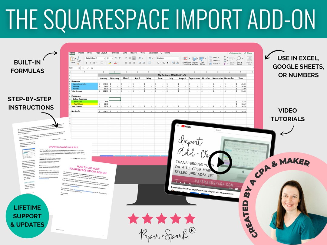 Squarespace Import Add on - Bookkeeping Template for Squarespace ...