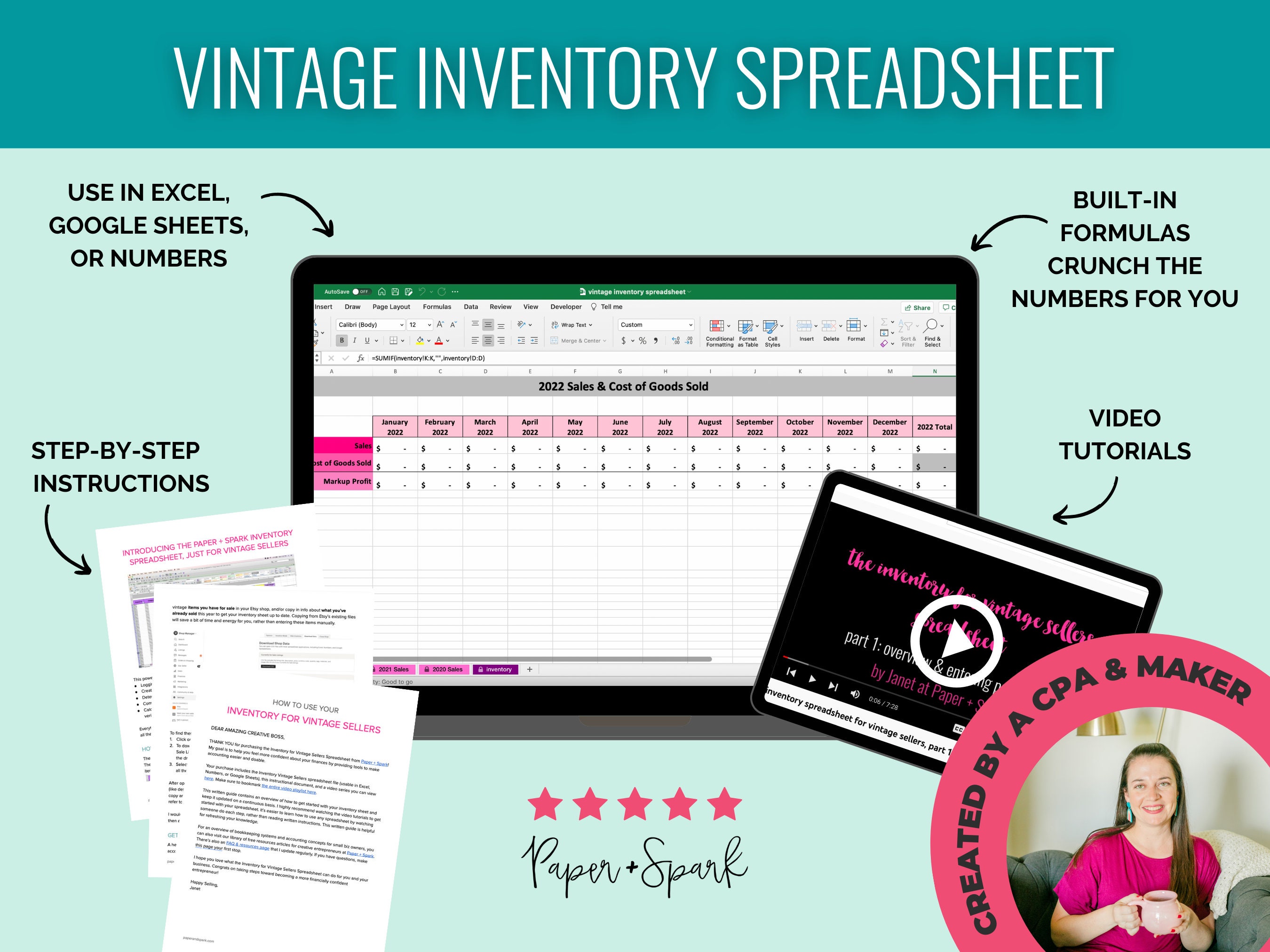 Inventory Spreadsheet for Vintage Sellers - Etsy Vintage Inventory and ...