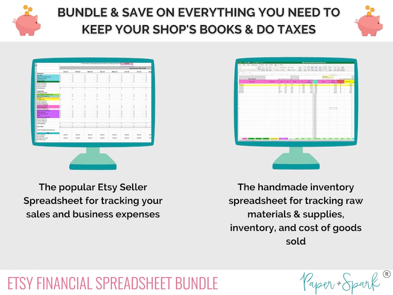 Etsy Financial Spreadsheet Bundle - Monthly Bookkeeping Template ...