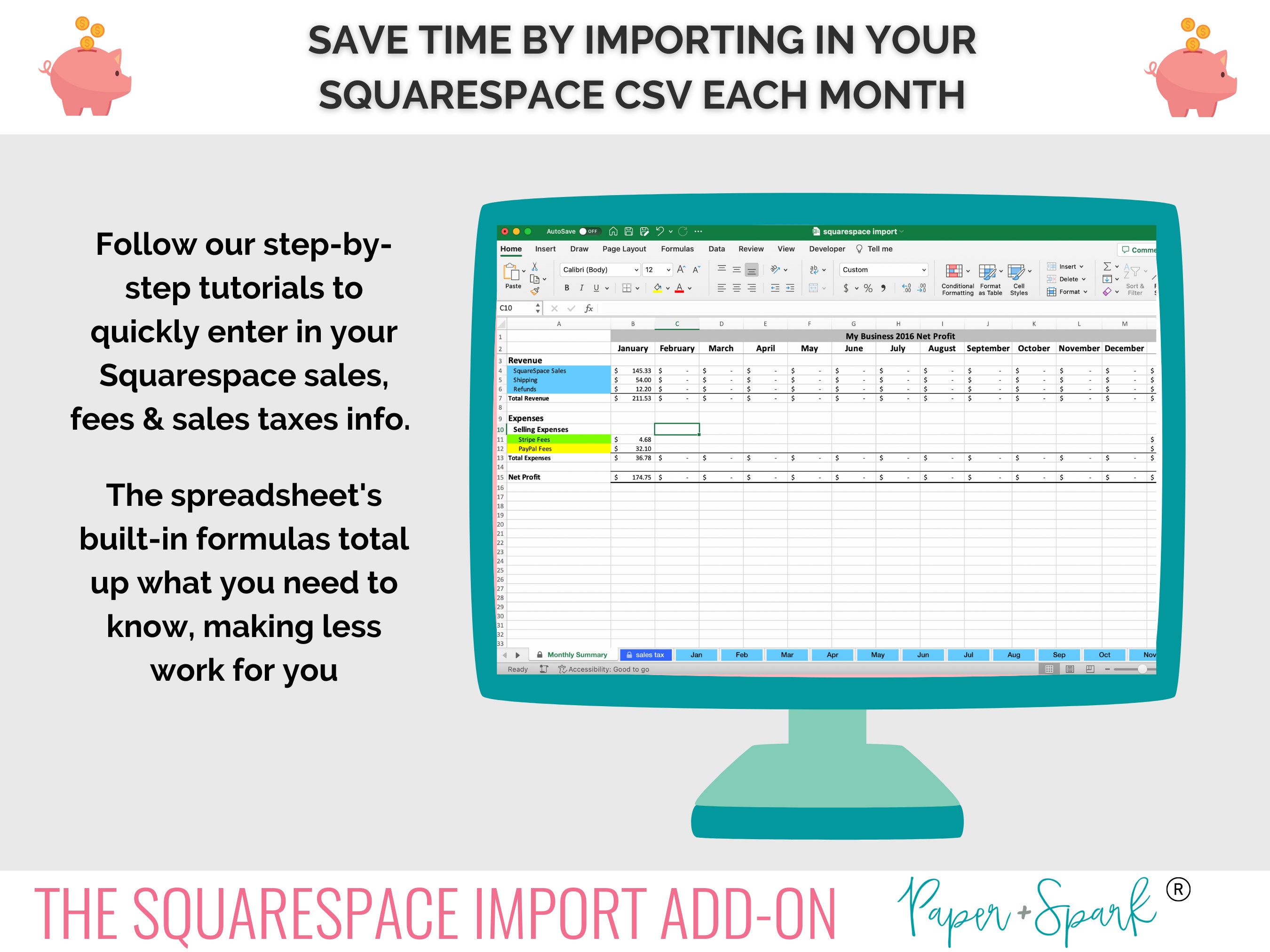 Squarespace Import Add on - Bookkeeping Template for Squarespace ...