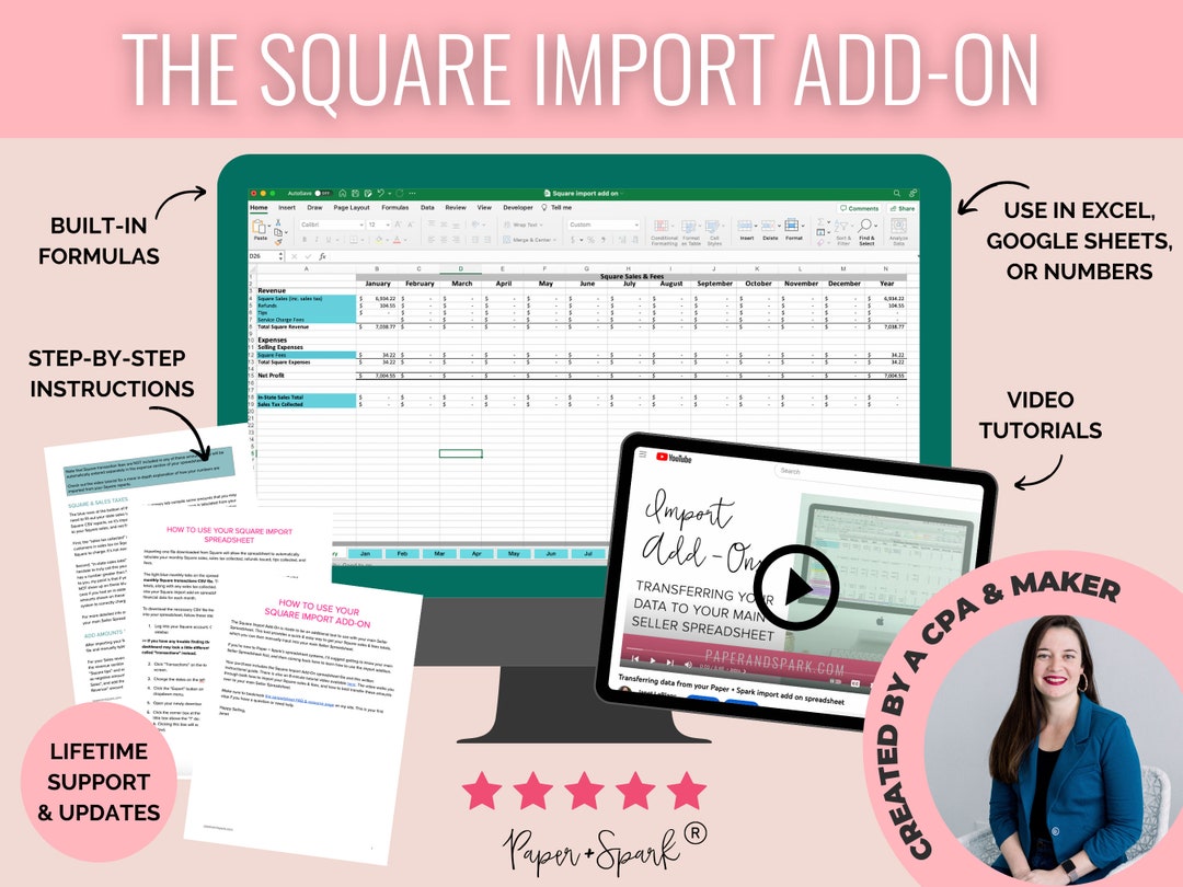 Square Import Add on - Bookkeeping Template for Square Sellers ...