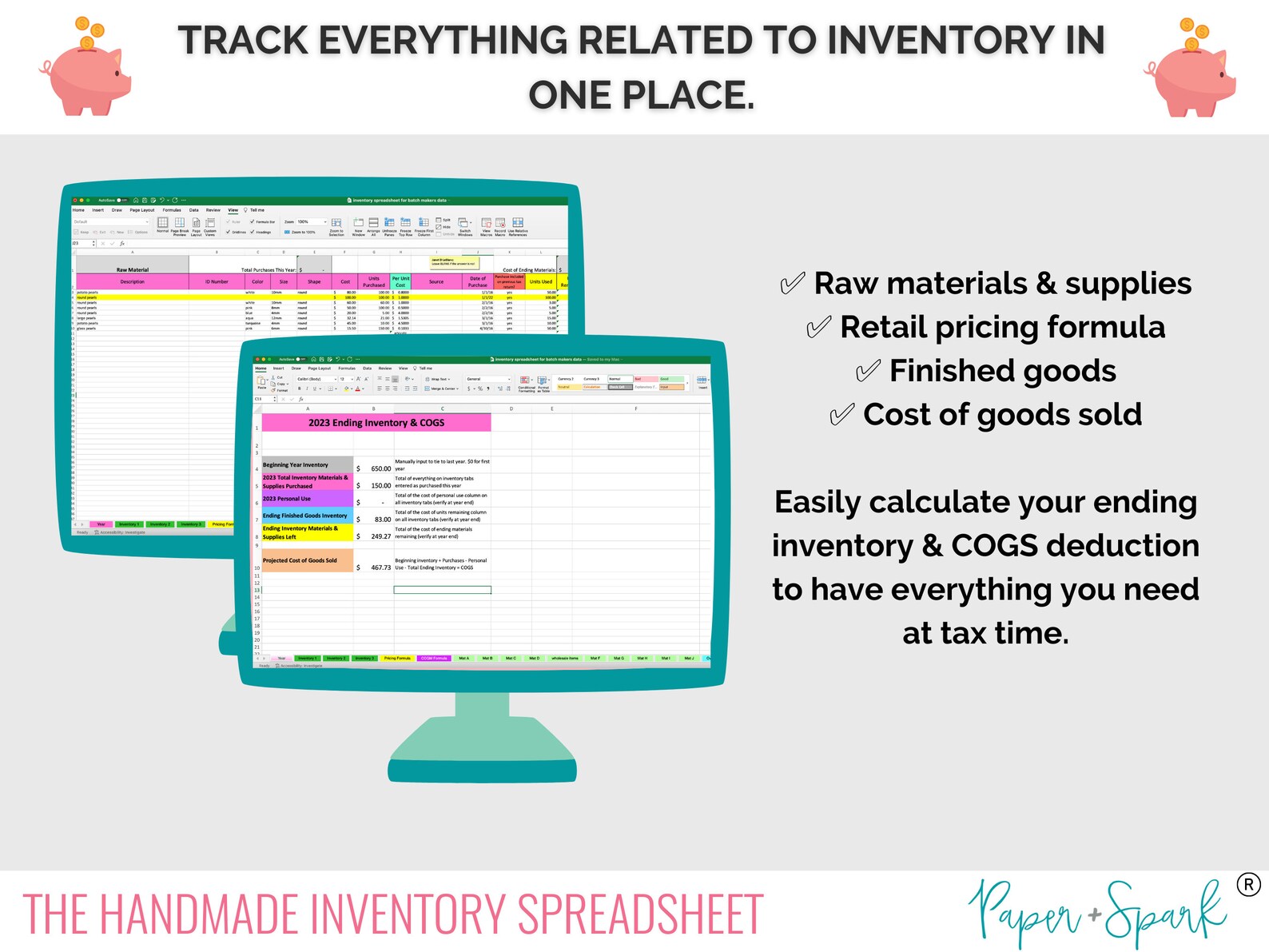 Etsy Financial Spreadsheet Bundle - Monthly Bookkeeping Template ...
