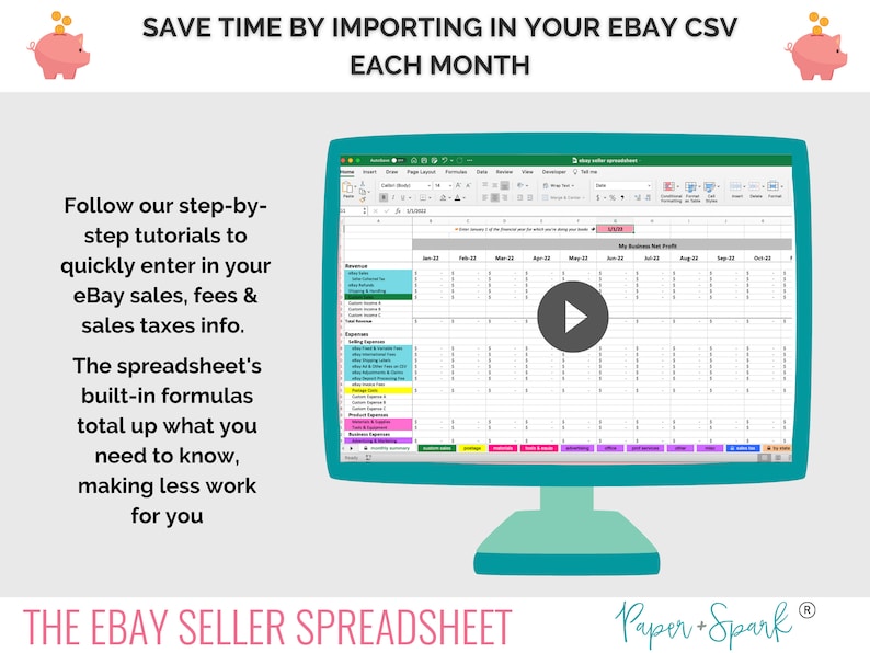 Ebay Seller Spreadsheet - Bookkeeping Template for Ebay Sellers - Ebay ...
