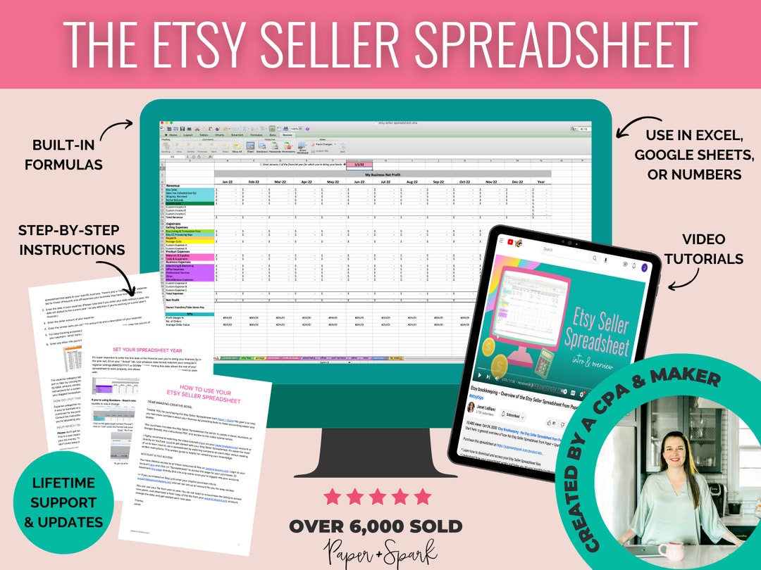 Etsy Seller Spreadsheet - Bookkeeping Template for Etsy Shop Owners ...