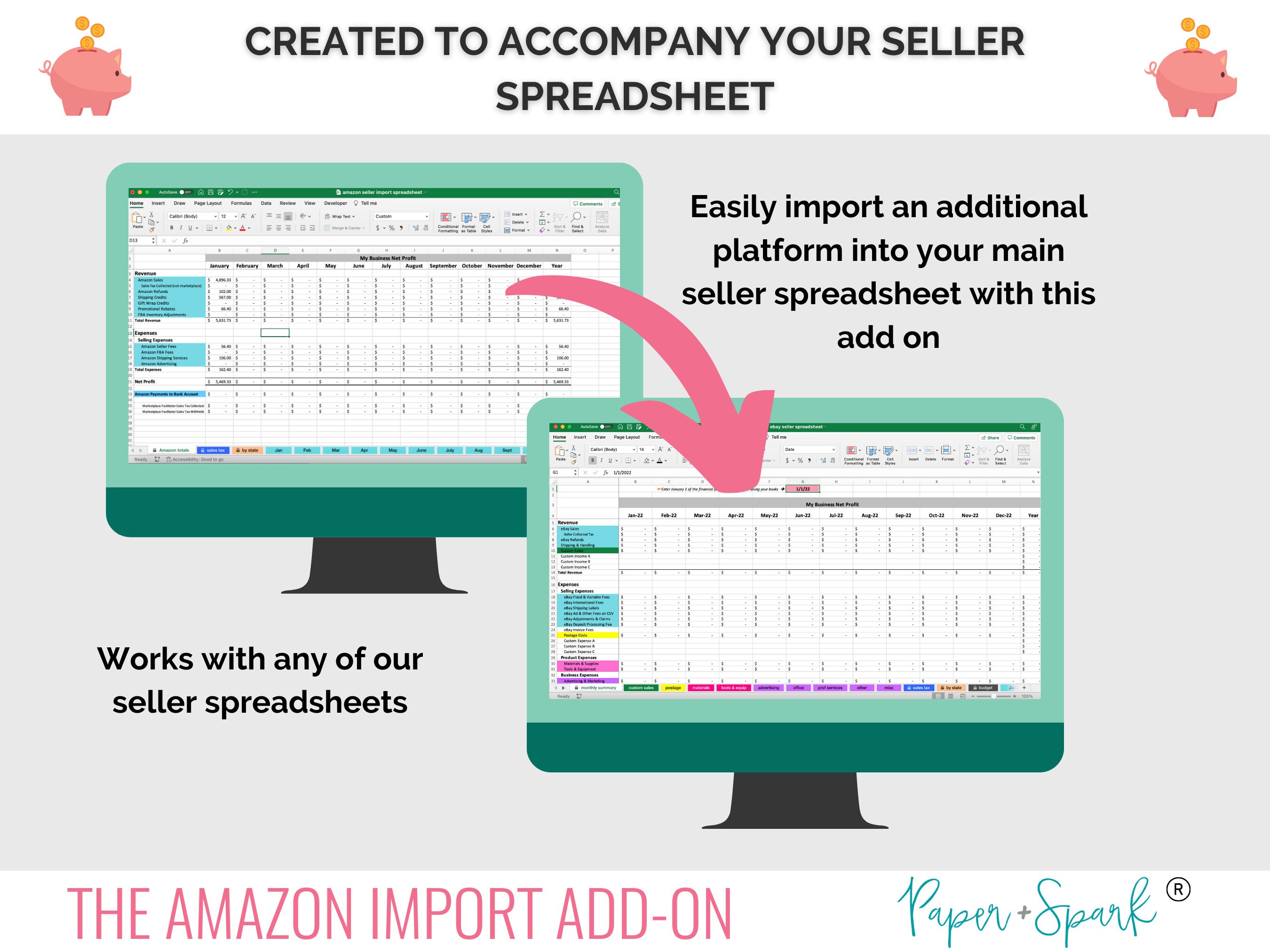 Amazon Import Add on - Bookkeeping Template for Handmade Amazon Sellers ...