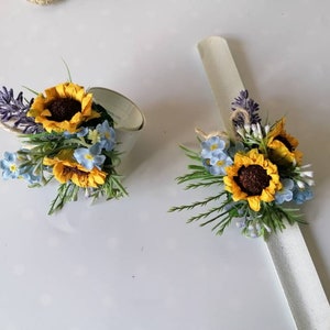 Rustic Flower Girl Wand Sunflowers Blue Forget Me Nots Lavender ...