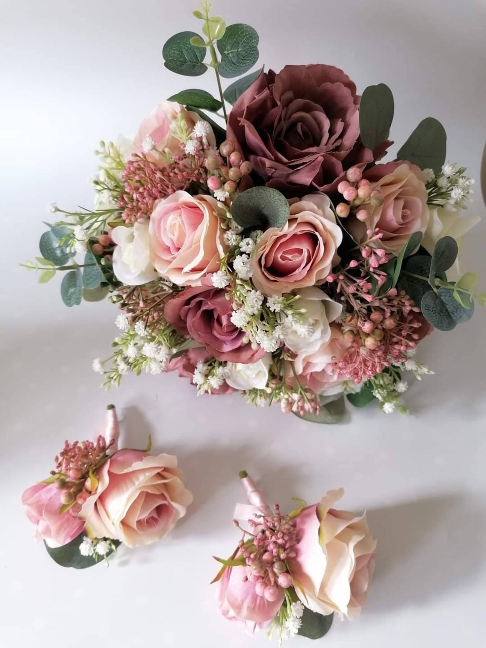 Blush Dusky Pink Artificial Brides Bouquet Dusky Pink Blush | Etsy