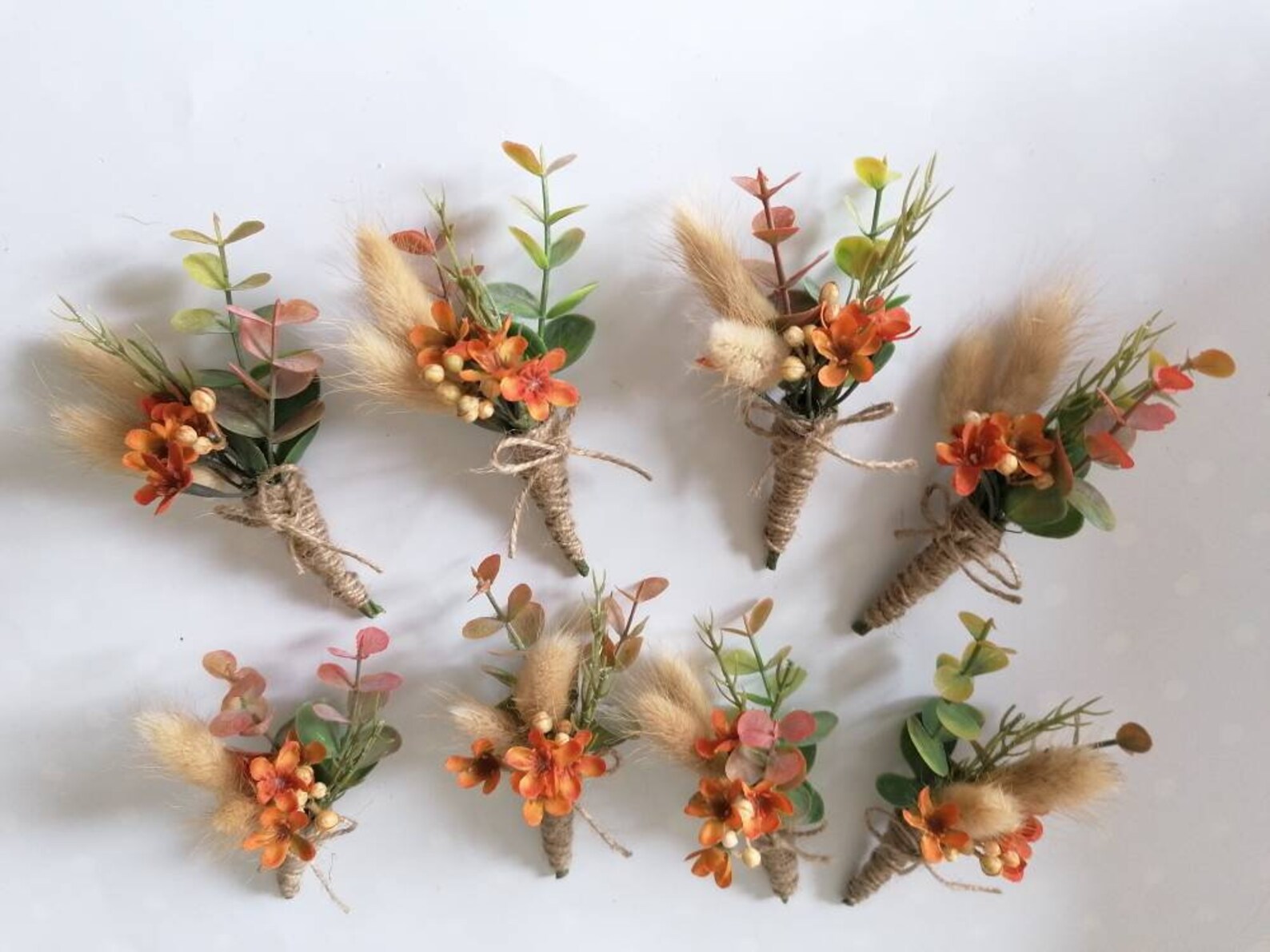 Autumn Winter Wedding Orange Boho Buttonhole Pampas Grass Wildflowers ...