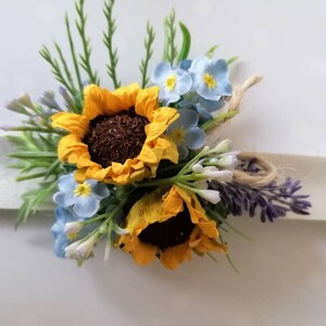 Rustic Flower Girl Wand Sunflowers Blue Forget Me Nots Lavender ...
