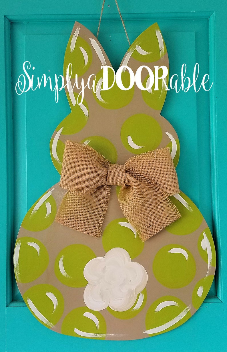 Easter Bunny Wood Door Hanger by Simply aDOORable. Spring | Etsy