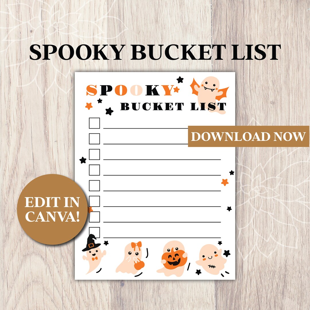 Spooky Bucket List | Print at Home | Halloween | Digital File - Etsy