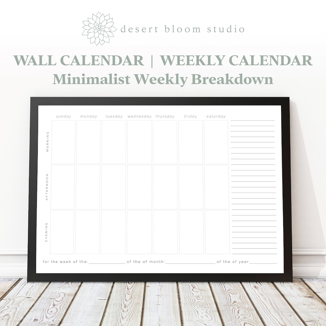 Print at Home Family Calendar | Wall Calendar | Minimalist Weekly ...
