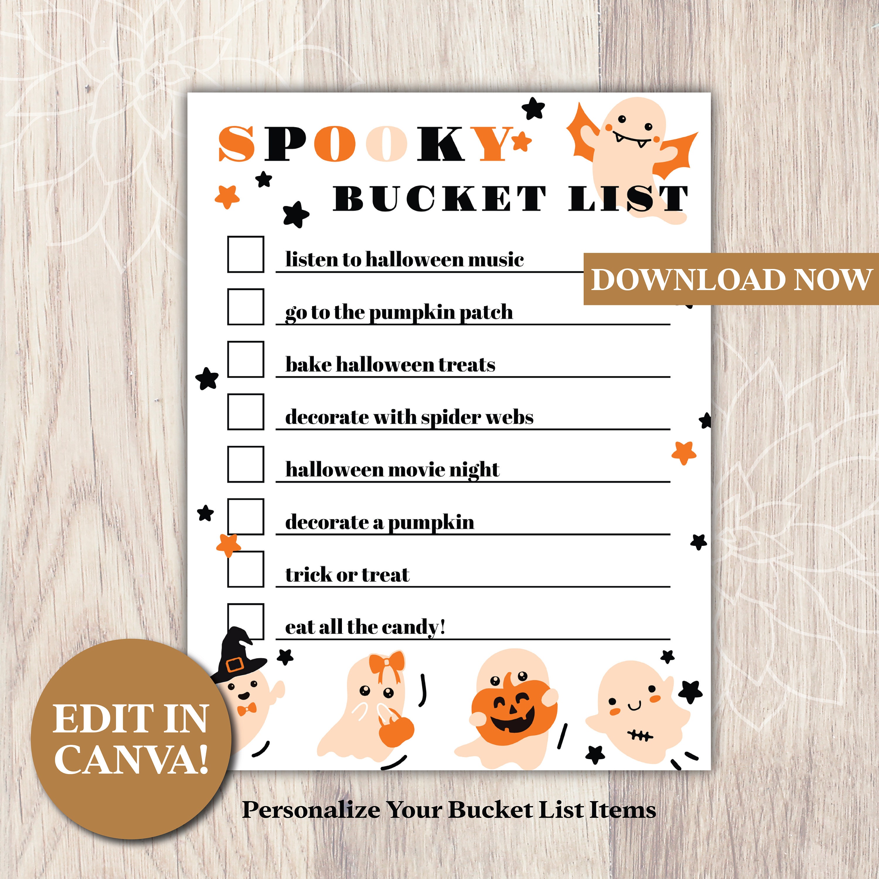 Spooky Bucket List | Print at Home | Halloween | Digital File - Etsy