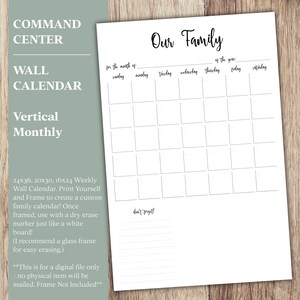 Print at Home Family Calendar | Vertical Monthly Calendar | Digital ...
