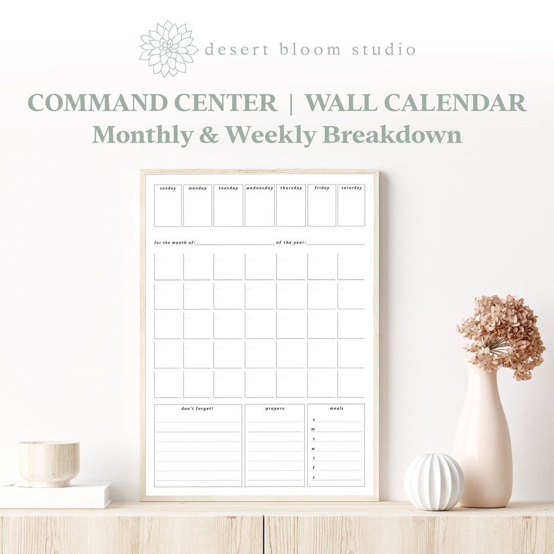 Print at Home Family Calendar | Command Center With Weekly and Monthly ...